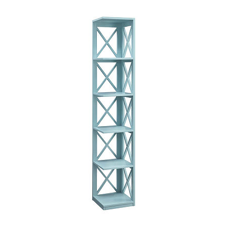 Oxford 5 Tier Corner Bookcase - Open Blue