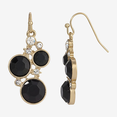 Click here for 1928 Gold Tone Womens Black Crystal Drop Earrings... prices