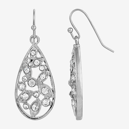 Click here for 1928 Silver Tone Womens Crystal Drop Earrings  One... prices