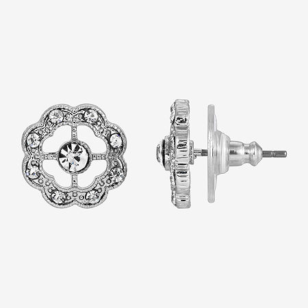 Click here for 1928 Silver Tone Crystal 1/2 Inch Stud Earrings  O... prices