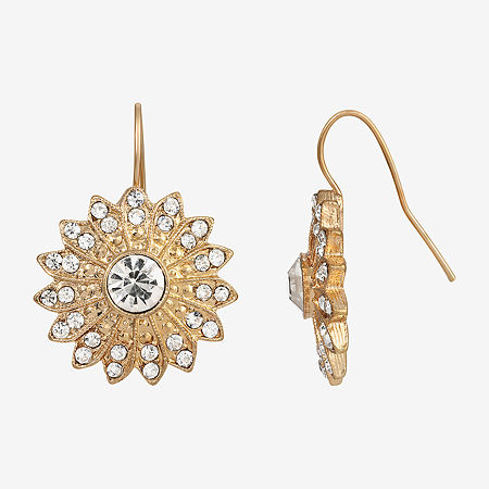 Click here for 1928 Gold Tone Womens Crystal Flower Drop Earrings... prices