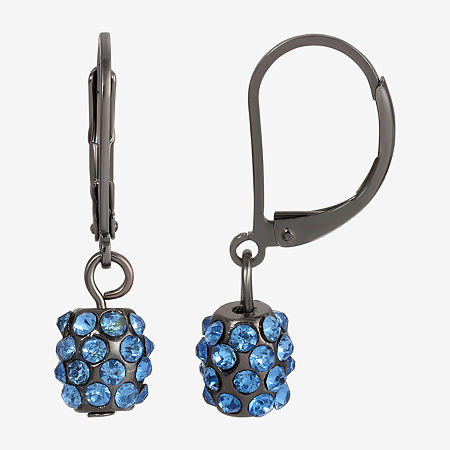 Click here for 1928 Black-Tone Womens Blue Crystal Drop Earrings... prices