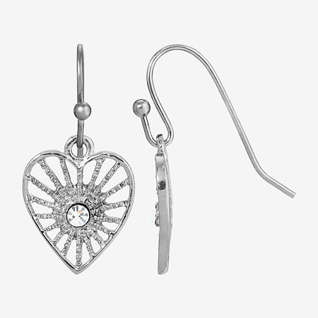 Click here for 1928 Silver Tone Womens Crystal Heart Drop Earring... prices