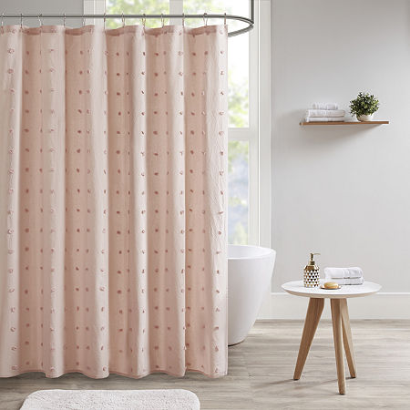 Intelligent Design Brooklyn Pom Pom Shower Curtain  70 x 72 - Pink