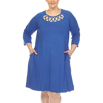 White Mark Womens 3/4 Sleeve Swing Dresses Plus - JCPenney White Mark Womens 3/4 Sleeve Swing Dresses Plus - JCPenney