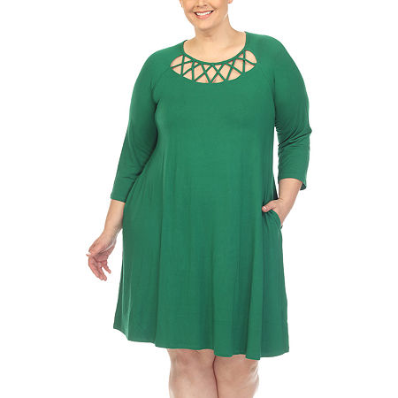 Click here for White Mark Womens 3/4 Sleeve Swing Dresses Plus  1... prices