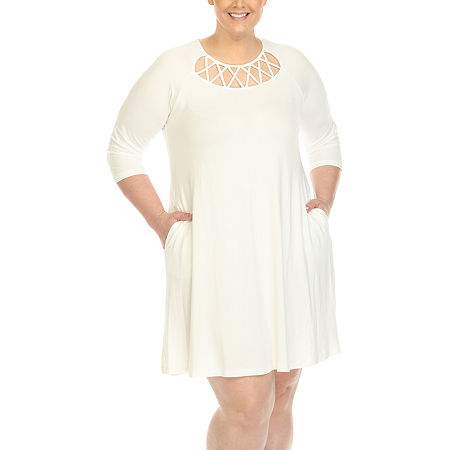 Click here for White Mark Plus Size Criss Cross Neckline 3/4 Slee... prices