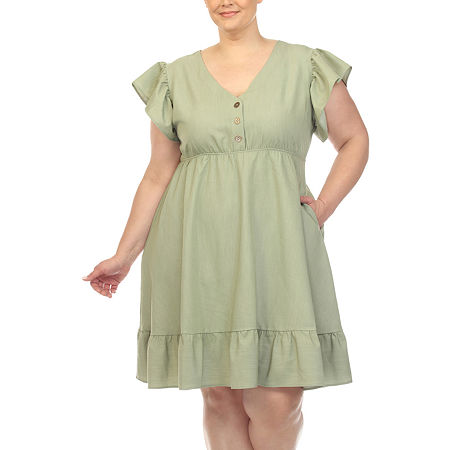 Click here for White Mark Womens Plus Short Sleeve Empire Waist D... prices