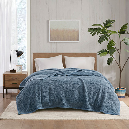 Woolrich Burlington Berber Blanket  Full/Queen - Blue