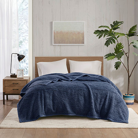 Woolrich Burlington Berber Blanket  Full/Queen - Navy