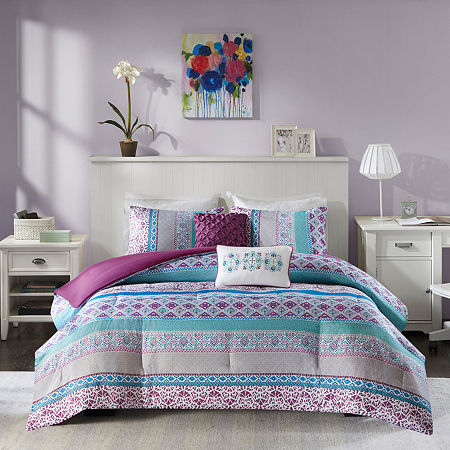 Intelligent Design Joni Reversible 4-Pc. Comforter Set  Twin/Twin Xl - Purple