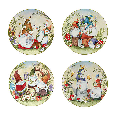 Certified International Garden Gnomes Set of 4 Dinner Plate 11
