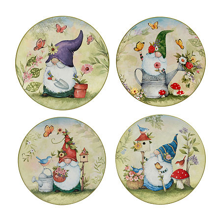 Certified International Garden Gnomes Set of 4 Salad Plate 9