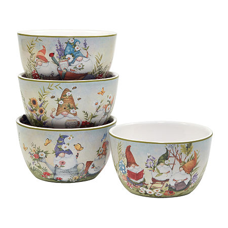 Certified International Garden Gnomes Set of 4 Ice Cream Bowl
