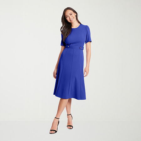Click here for London Times Womens Short Sleeve Fit + Flare Dress... prices