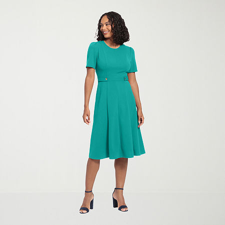 Click here for London Times Womens Short Sleeve Fit + Flare Dress... prices