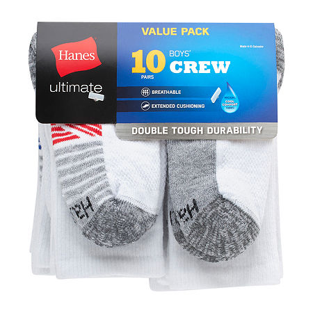Boys (8-20) Hanes Ultimate(R) 10pk. Crew Socks