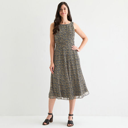 Click here for Perceptions Womens Sleeveless Floral Midi Fit + Fl... prices
