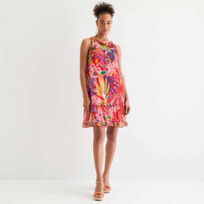 Robbie Bee Womens Sleeveless Floral Shift Dress, Color: Red - JCPenney