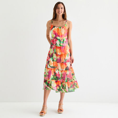Click here for Robbie Bee Womens Sleeveless Floral Midi Fit + Fla... prices