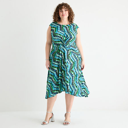 Click here for Perceptions Womens Sleeveless Chevron Midi Plus Fi... prices