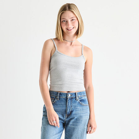 Arizona Womens Sleeveless Juniors Camisole  Small  Gray