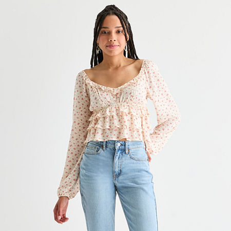 Click here for Arizona Womens U Neck Long Sleeve Juniors Blouse... prices