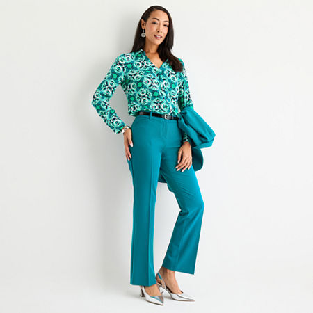 Liz Claiborne Audra Tailored Womens Straight Mid Rise Trouser  18  Blue