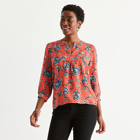 Click here for St. Johns Bay Womens Split Crew Neck 3/4 Sleeve Bl... prices