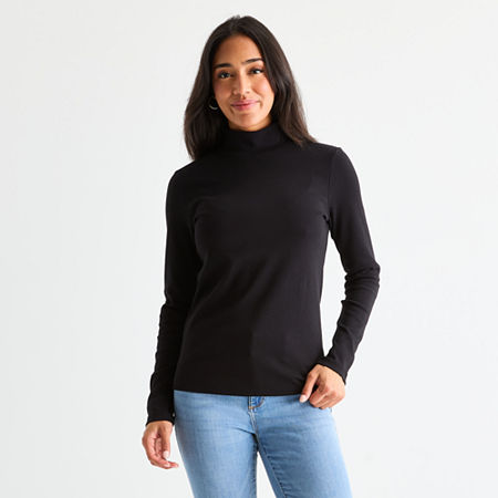 Click here for St. Johns Bay Womens Mock Neck Long Sleeve T-Shirt... prices