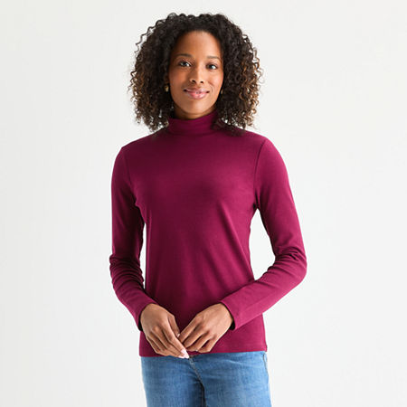 Click here for St. Johns Bay Womens Mock Neck Long Sleeve T-Shirt... prices
