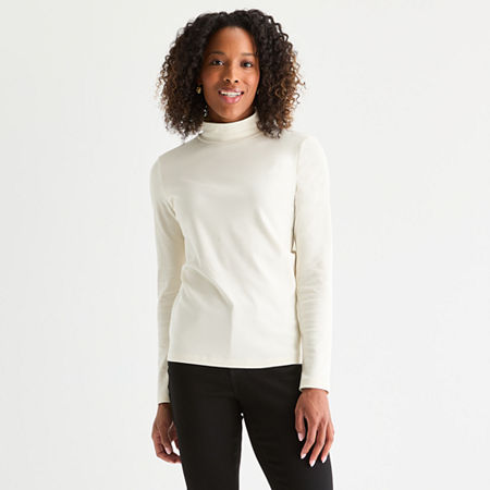 Click here for St. Johns Bay Womens Mock Neck Long Sleeve T-Shirt... prices