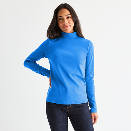 Click here for St. Johns Bay Womens Mock Neck Long Sleeve T-Shirt... prices