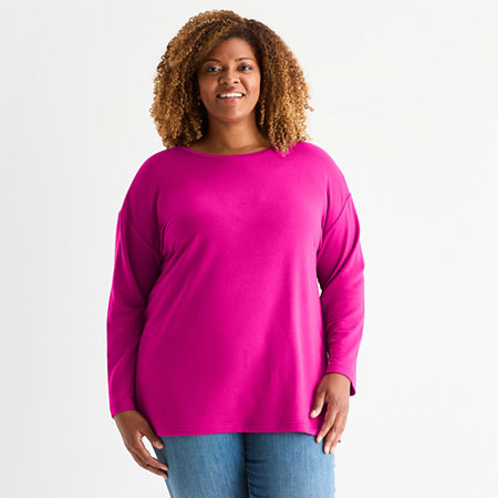 Click here for St. Johns Bay Plus Womens Crew Neck Long Sleeve Tu... prices