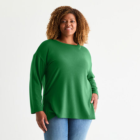 Click here for St. Johns Bay Plus Womens Crew Neck Long Sleeve Tu... prices