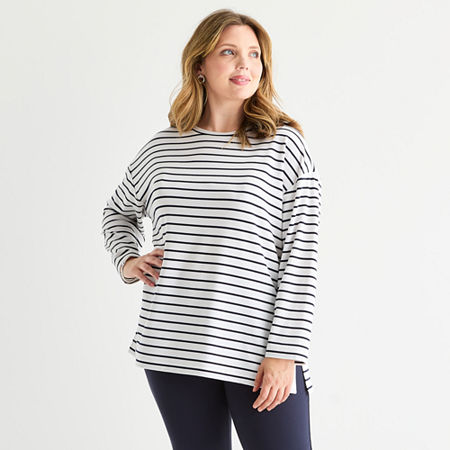 Click here for St. Johns Bay Plus Womens Crew Neck Long Sleeve Tu... prices