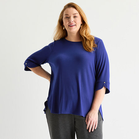 Click here for Liz Claiborne Plus Womens Round Neck 3/4 Sleeve Tu... prices