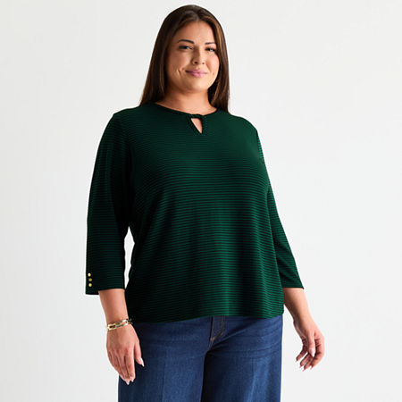 Click here for Liz Claiborne Womens Round Neck 3/4 Sleeve Plus Bl... prices