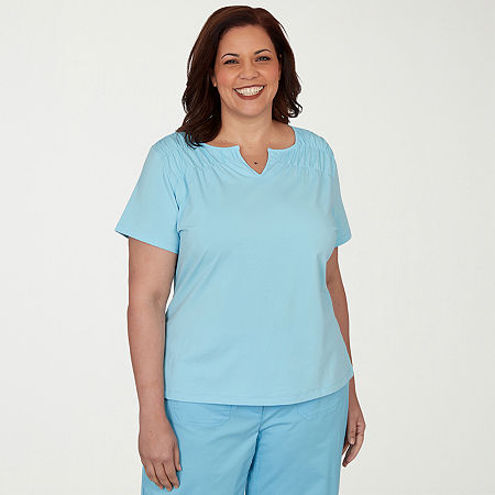 Click here for Plus Size Hearts of Palm Aqua Fresh Smock Shoulder... prices
