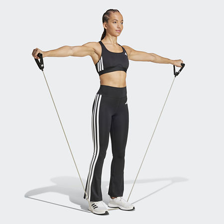 Click here for Optime Essentials 3 Stripes Flared Leggings - Blac... prices