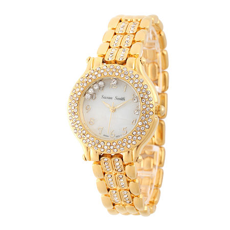 Click here for Personalized Womens Gold Tone Crystal Accent Brace... prices