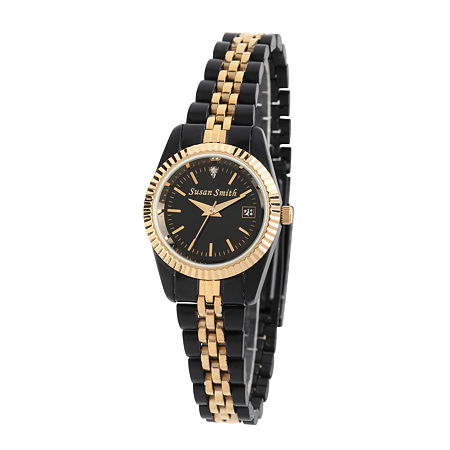 Click here for Personalized Womens Black And Gold Tone Diamond Ac... prices