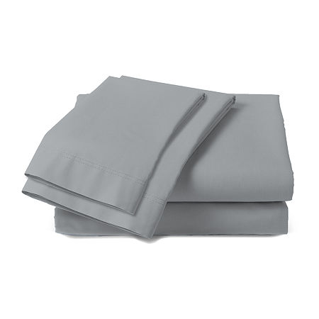 Color Sense 100 Cotton Lightweight Percale Weave Sheet Set  One Size  Gray