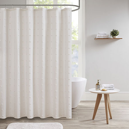 Intelligent Design Brooklyn Pom Pom Shower Curtain  70 x 72 - Ivory