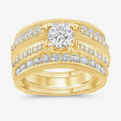 Womens 1 CT. T.W. Natural White Diamond 14K Gold Wedding Ring Guard ...