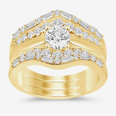 Womens 1 CT. T.W. Natural White Diamond 14K Gold Wedding Ring Guard ...