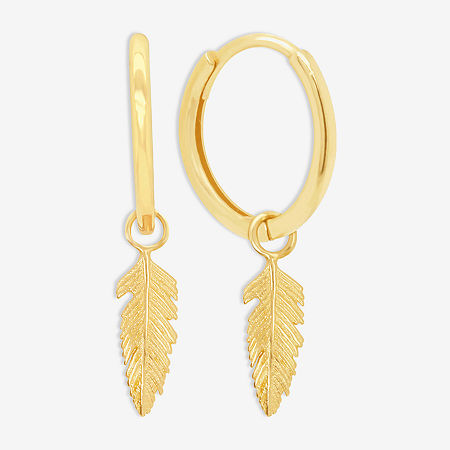 Click here for Feather Womens 14K Gold 12.7mm Hoop Earrings  One... prices