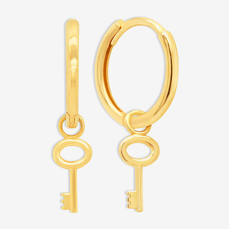 Click here for Womens 14K Gold 12.7mm Keys Hoop Earrings  One Siz... prices
