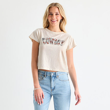 Click here for Arizona Womens Crew Neck Short Sleeve Juniors Grap... prices