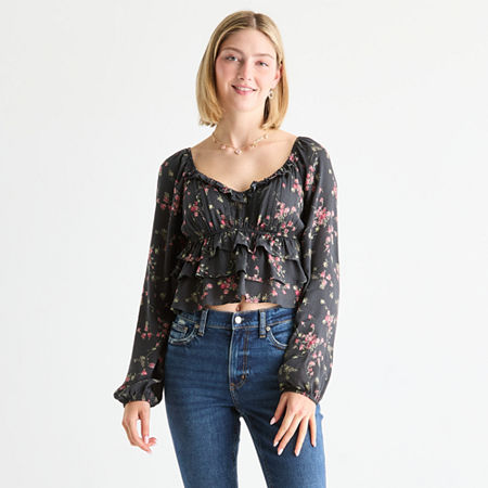 Click here for Arizona Womens Juniors U Neck Long Sleeve Blouse... prices